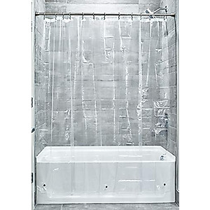 iDesign Waterproof PEVA Plastic Shower Curtain Liner for Use Alone or With Fabric Curtain, 72” x 72”, Clear