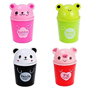 TOYMYTOY Desktop Trash Can Cartoon Animals Wastebasket Rubbish Storage Bin Mini Garbage Organizer (Pink Rabbit)