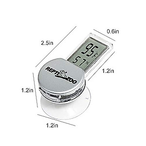 REPTI ZOO Reptile Thermometer Hygrometer with Suction Cup, Digital Thermometer Hygrometer for Reptile Rearing Box Terrarium Tank Bearded Dragon, Temperature & Humidity Gauge Fahrenheit (℉)
