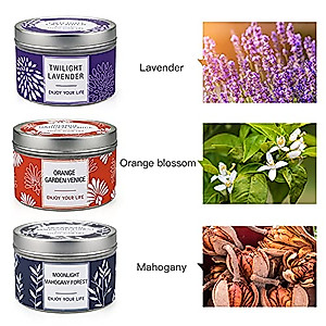 Candles for Home Scented, 3 Pack Scented Candles Gifts for Women, 100 Hour Long Lasting Soy Candles, Aromatherapy Jar Candles for Home, Birthday, Holiday - Lavender | Orange Blossom | Mahogany Candle