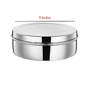 ARTISENIA Stainless Steel Spice Container Masala Box 7 Containers and 2 Small Spoon Masala Box Indian Masala Dabba - 7.5 Inch Diameter