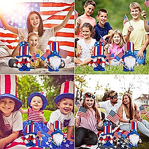 4th of July Decorations Gnomes, 2pcs Mr & Mrs. Gnomes Plush Memorial Veterans Armed Forces Day Decor, Handmade USA Gnome Tabletop Sign Ornaments Party Supplies for Fourth of July Patriotic Day