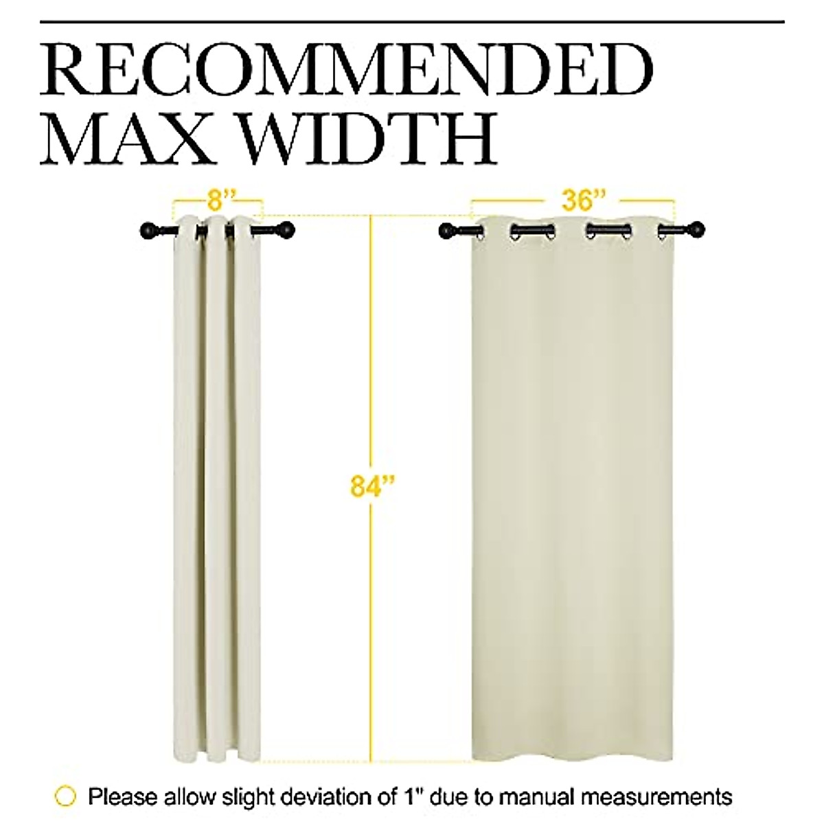NICETOWN Long Curtains for Windows, Eyelet Top Room Darkening Panels/Drapes for Living Room (Beige, 2 Panels, W42 x L84 inches)