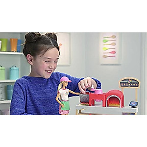 Barbie Pizza Chef Doll & Playset, Toy Oven & Counter with Sliding Conveyer Belt, Molds, 3 Dough Colors & Accessories (Amazon Exclusive)