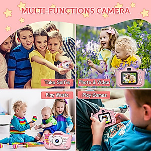 CIMELR Kids Camera Toys for 3 4 5 6 7 8 9 10 11 12 Year Old Boys/Girls, Kids Digital Camera for Toddler with Video, Christmas Birthday Festival Gifts for Kids, Selfie Camera for Kids, 32GB TF Card