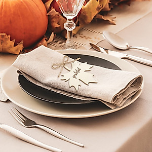 Bucherry 12 Pieces Fall Thanksgiving Place Cutout Thankful Grateful Blessed Place Cards Thankful Rustic Wooden Sign Hanging Ornament Table Setting Decorations