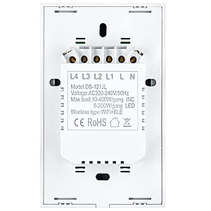 Athom US Standard Dual Mode WiFi Smart Wall Light Switch for Apple Homekit,Glass Touch Panel,No Neutral and Neutral Needed Dual Mode,220-240V,Siri Voice Control (2 Gangs), White (DS-121JL)