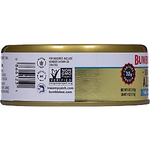 Bumble Bee Prime Solid White Albacore Tuna- Low Sodium in Water, 5 oz Can (Pack of 12) - Premium Wild Caught Tuna - 32g Protein per Serving - Non-GMO Project Verified, Gluten Free, Kosher