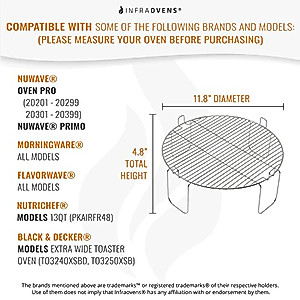 4 inch Stainless Steel Grill Rack Compatible with NuWave® Oven Pro, Primo, NutriChef, Black Decker | Reversible Grate Accessory for Cooking, Baking, Cooling in Infrared Kitchen Convection Toaster Oven
