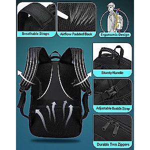 ProEtrade Travel Backpack, Extra Large Laptop Backpack School Business Anti Theft TSA Approved College Work Computer Bag Fits 17 Inch Laptop with USB Charging Port Bookbag for Women Men(Black)