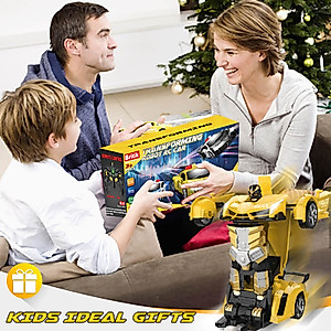 Britik Transform Remote Control Car - Rc Cars, One-Button Transforming, 360° Rotation Drifting, 2.4ghz 1:18 Scale, Gift Kids Aged 4-6 Year Old Boys/Girls, Police Car Yellow