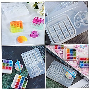 SEWACC Resin Molds 6 Pcs Palette Stencil Resin Tray Eyeshadow Pallet Crystal Mold Paint Resin Eyeshadow Pallets Silicone Mold for DIY Paint Tray Box Mold DIY Accessories Clay
