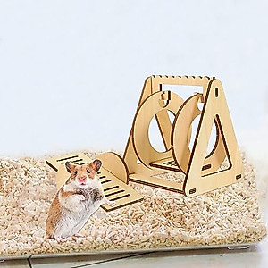 POPETPOP 2pcs Wooden Hamster Toy Seesaw Swing Small Animal Play House Cage Chew Toy Pet Sport Exercise Toys Set for Hamsters Rat Mouse Gerbil Chinchilla Accessories