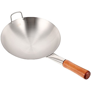 Kichvoe Round Bottom Carbon Steel Wok Pan，Carbon Steel Pow Wok，Wok And Stir Fry Pans For Home and Professional Cooking-12.5Inch