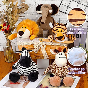 5 Pieces Safari Stuffed Animals Toy Set Includes Lions Tigers Elephants Zebras and Giraffes 11.8 inch Wild Animals Soft Realistic Jungle Animals Toys for Boys, Girls, Adults