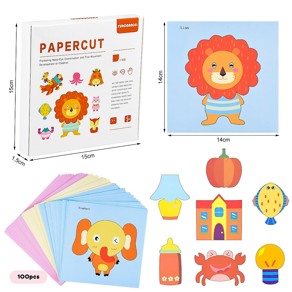 ASTARON 2 Kids Safety Scissors with 100 Pcs Paper Cutting for Paper Craft Supplies, Kids Preschool Training Scissors, Art Craft Plastic Scissors for School Supplies and Scrapbooking Supplies