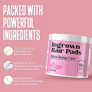 Prevent Ingrown Hairs and Razor Bumps with BHA & AHA Pads - Ingrown Hair Serum for Razor Burns - PFB Razor Bump Stopper Topicals Skin Care, Ingrown Hair Treatment for Bikini Area and Razor Bumps