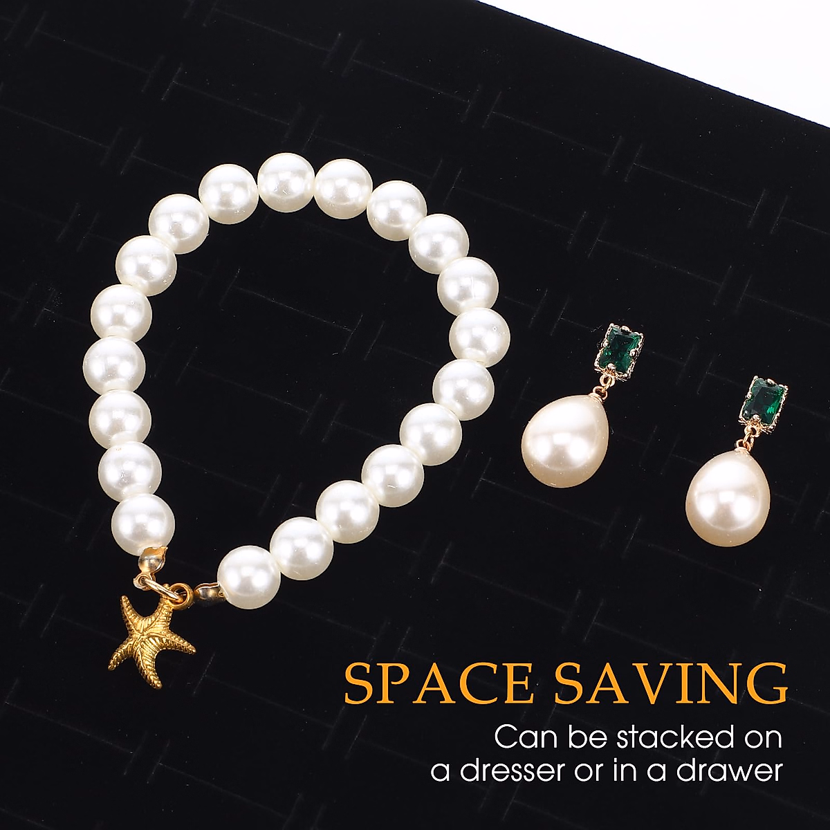 Healeved 5pcs Black Velvet Ring Insert Display Trays Insert Ring Holders Sponge Rings Earring Display Holders Foam Holder Organizer for Jewelry Showcase