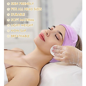 SINLAND Headband for Women Ultra Soft Adjustable Makeup Hair Band with Magic Tape, Stretch Head Wrap for Bath, Shower, Facial Mask, Yoga