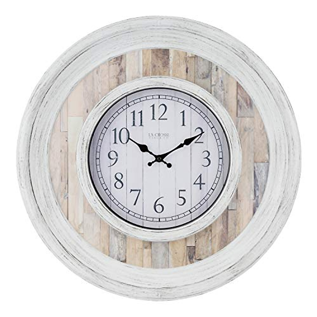 La Crosse Technology 404-3051B 20 Inch Weathered Wood Quartz Wall Clock, White