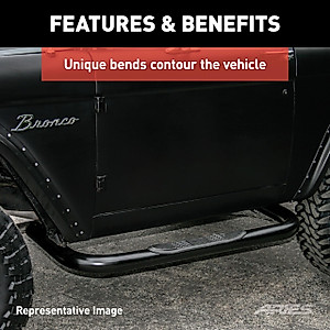 ARIES 35800 3-Inch Round Black Steel Nerf Bars, No-Drill, Select Jeep Wrangler JK