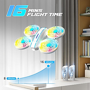 DEERC Mini Drone for Kids, D33 LED Remote Control Drone with 2 Batteries, Kids Drone with Auto Hovering, Headless Mode, 3D Flips and Throw to Go, Great Gift Toys for Boys Indoor Drone