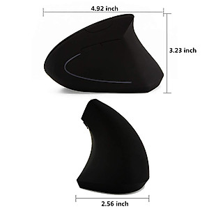FLY WAY Wireless Vertical Mouse,2.4G Ergonomic Optical Mice 800/1200 /1600 DPI 5 Buttons Mouse with USB Receiver for PC Laptop Desktop Gaming (Black)