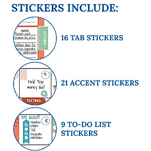 Carson Dellosa Let's Explore Teacher Planner, 8" x 11" Spiral Bound Teacher Planner With Planner Stickers, Undated Daily Planner, Weekly & Monthly Planner & School Supplies for Classroom Organization