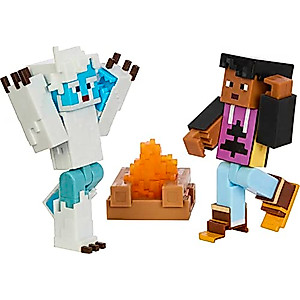 Mattel Minecraft Game, Creator Series Action Figures and Accessories, Camp Enderwood Steve and Mob Figures, Collectible Gift for Kids