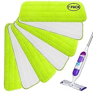 Spray Mop Pads Heads Replacement Compatible with Swiffer PowerMop - MEXERRIS Microfiber Wet Mops Refill Mop Cleaning Pads Floor Mop Pads Fit for All Spray Mops & Velcro Design Mops,7 Pcs/Set Green