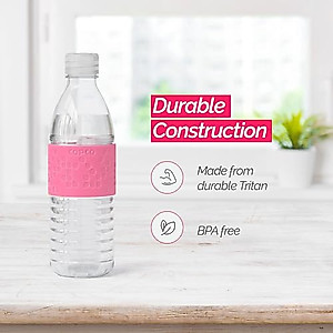 Copco Hydra 16.9 oz Water Bottle with Leak-Proof Lid - Tritan Reusable with Textured Grip Sleeve - BPA-Free, Shatter-Resistant, Dishwasher Safe for Travel, Gym, Work, Outdoors (Pink)