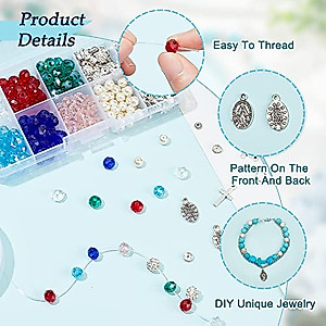 arricraft 376 Pcs Bracelet Making Kit, Assorted Mixed Color Glass Beads Findings Glass Pearl Beads, Cross Alloy Pendants & Hangers for Craft Jewelry Stretch Bracelet