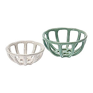 Creative Co-Op S/2 Stoneware Baskets w Reactive Glaze Bowl, Multicolored, 2