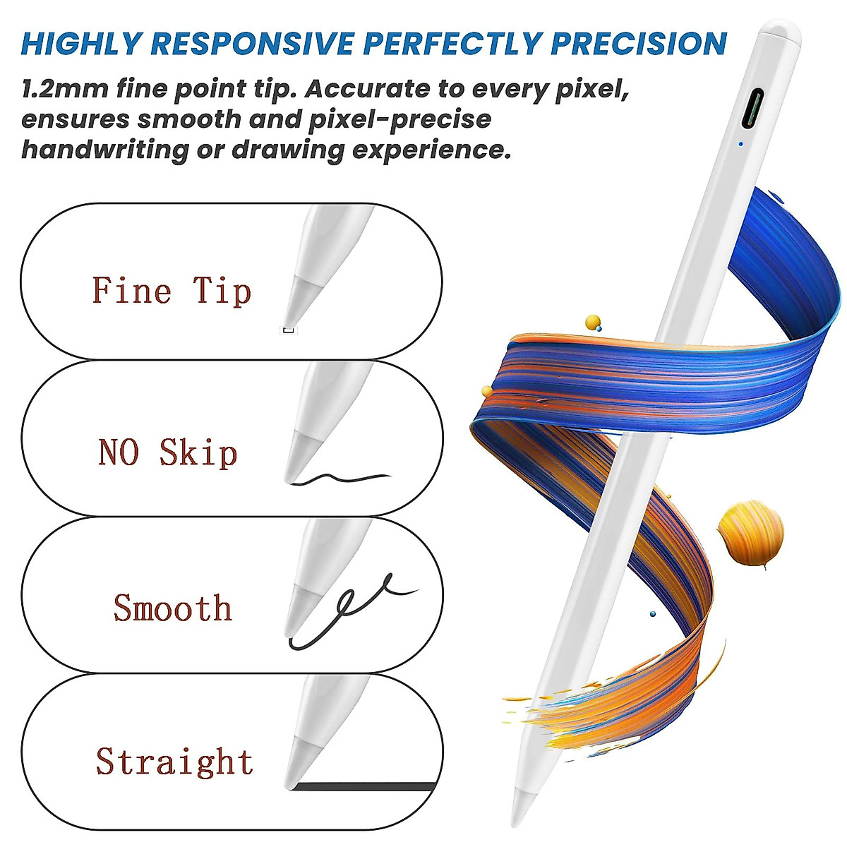 Stylus Pen for iPhone 13 Pro Max Pencil,2022 New Stylist Drawing Pen Compatible with Apple iPhone 13 Pro Max Precise 1.5mm POM Fine Point Tip,White