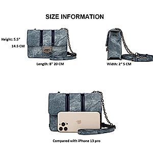 ROYALFAIR Small Denim Blue Women Purse Clutch Retro Small Shoulder Bag for Teenager girls Color Contrast Handbag (Denim Blue)