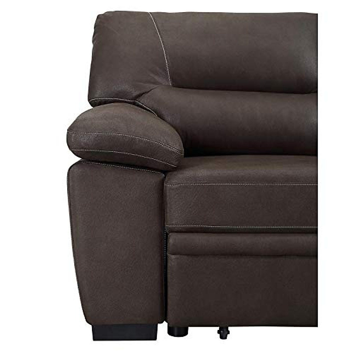 BOWERY HILL Contemporary Saddle Brown Microfiber Reversible Sleeper Sectional Sofar with Storage