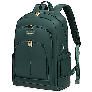 LOVEVOOK Travel Laptop Backpack Women,15.6 Inch Water Resistant Travel Backpack for Women,Work Computer Back Pack for Business,Large Capacity,Dark Green