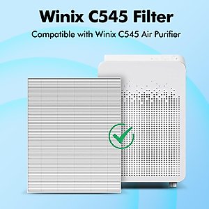 4 Pack C545 HEPA Replacement Filter S Compatible with Winix C545 Air Purifier, for Winix C545 Replacement Filter, H13 Ture HEPA Filter, Part# 1712-0096-00 and 2522-0058-00