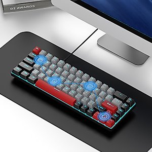 MageGee Portable 60% Mechanical Gaming Keyboard, MK-Box Blue LED Backlit Compact 68 Keys Mini Wired Office Keyboard with Brown Switch for Windows Laptop PC Mac - Grey/Black