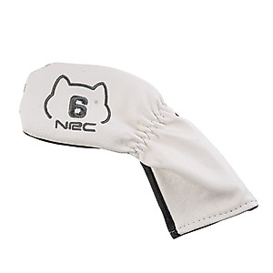 COOLSKY Golf Iron Head Cover Cute Akita Dog Animal Cartoon Pattern Thick Synthetic Leather PU Puppy Dog Headcovers Black 9PCS (4.5.6.7.8.9.A.P.S)