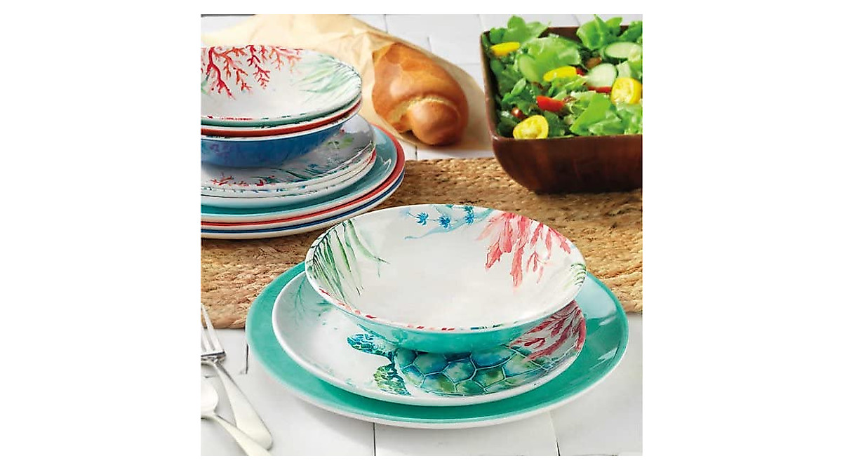 Melamine Sea Life Dinnerware Set - 12 Pieces
