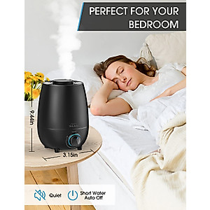 Humidifiers for Bedroom Large Room, Humidifier for Plants, Quiet Top Fill Ultrasonic, Cool Mist Air Humidifier for Baby, Home, Office, Nursery(0.79Gal/3L)