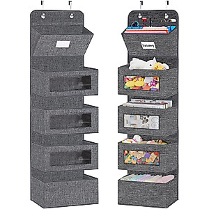 VERONLY Over The Door Organizer, Hanging Pantry Storage - Behind Door Organizer with 4 Large Pocket and a Mail Organizer for Baby, Nursery, Diapers, Clothes, Bedroom(Dark Grey)
