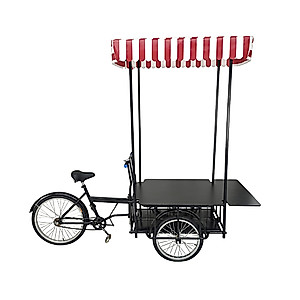 FixtureDisplays® 24" Tire Black Tricyle Vending Cart Ice-Cream Wagon Flower Cart Kiosk Farmers Market Booth Collapsable 10052-NF