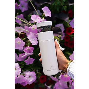 Insulated Tea Infuser Tumbler Thermos - Stainless Steel Travel Tea Mug with Lid | Cold Brew Coffee Mug Flask (RP24)