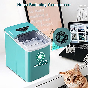 rosmena Ice Maker Countertop, 30lbs/24H Ice Maker Machine, 9 Cubes in 6 Mins, Self-Cleaning Ice Makers with Basket and Scoop, Portable Small ice Maker, 2 Sizes of Bullet Ice for Home Kitchen Office