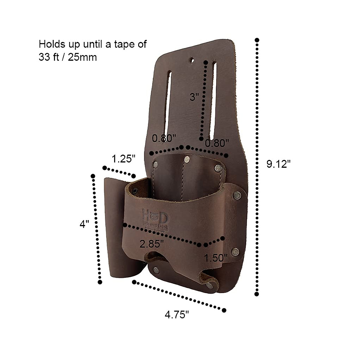 Hide & Drink, Tape & Knife Holder, Marking and Measuring Pouch, Tool Case, Screwdriver Holster, Pocket Belt Pouch, Full Grain Leather, Handmade (Bourbon Brown)