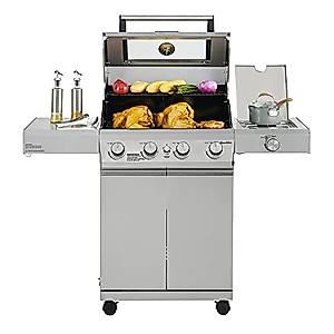 Monument Grills Larger 4-Burner Propane Gas Grills bbq Stainless Steel Heavy-Duty Cabinet Style with LED Controls Side Burner Mesa 400m