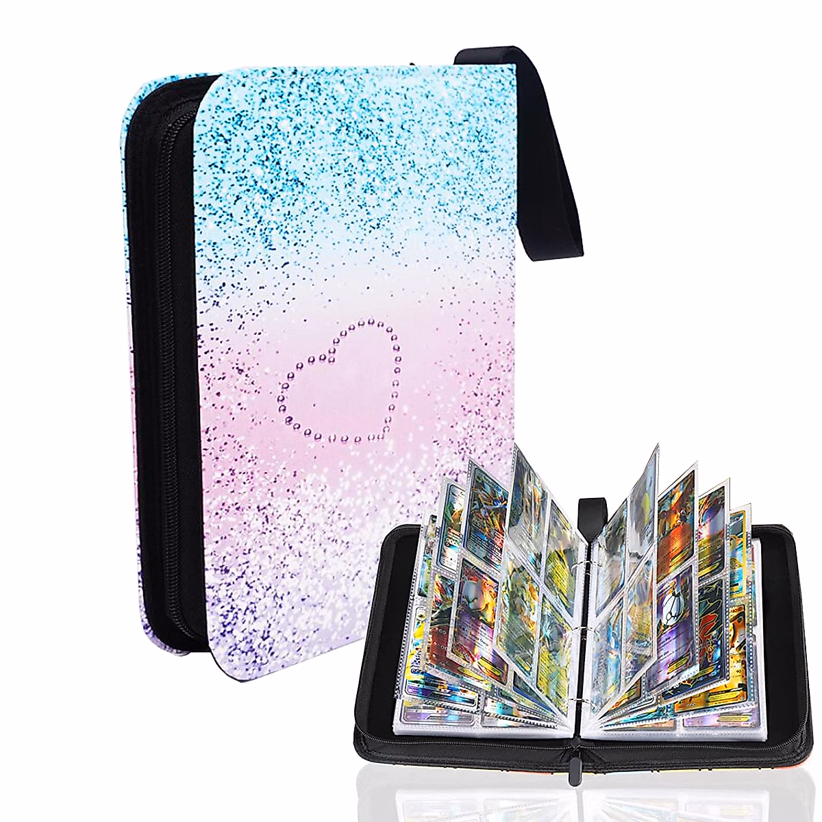 Card Binder, SouthStar 4-Pocket Trading Cards Binders 400 Pockets with 50 Removable Sleeves, 3-Ring Card Collection Album Holder Card Storage for Girls Trading Cards