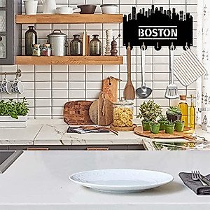 XDG Boston City Attractions Household Decor Wooden Wall Hooks Wall Hanger Coat Rack Keys Bags Clothes Multi-Purpose Keys Handbags Hook Gift for Designer